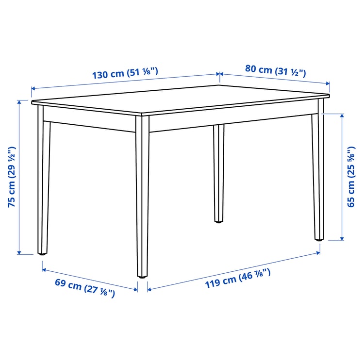 NÄSINGE table, white, 130x80 cm - IKEA