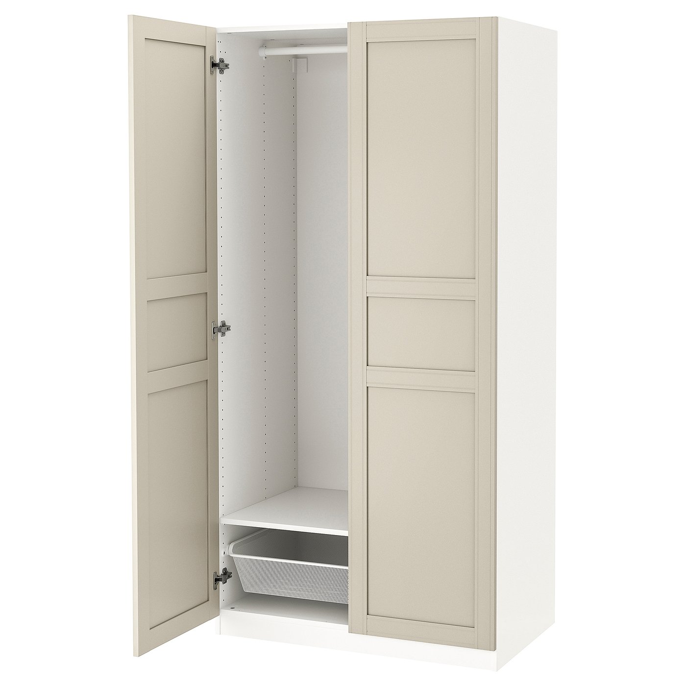 PAX / FLISBERGET wardrobe, white/light beige, 100x60x201 cm - IKEA