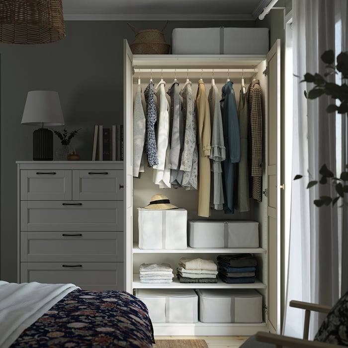 PAX / FLISBERGET wardrobe, white/light beige, 100x60x201 cm - IKEA