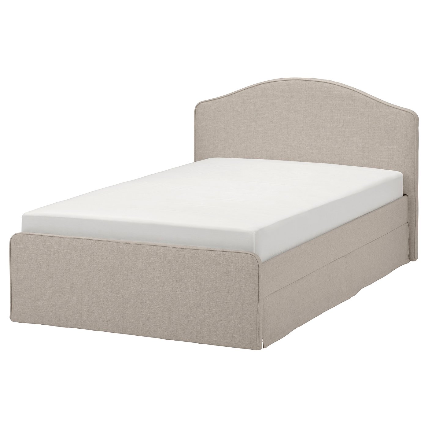 RAMNEFJÄLL upholstered bed frame, Kilanda light beige, 120x200 cm - IKEA