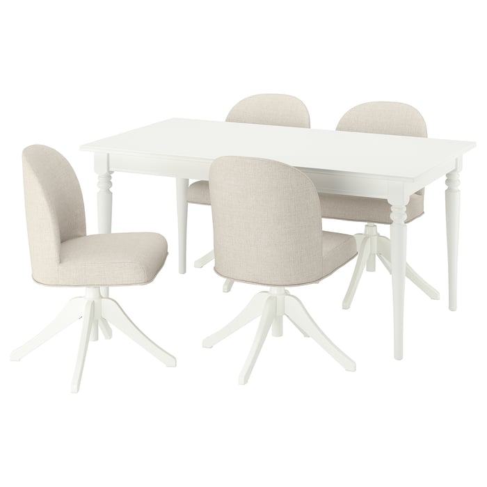 ROSENTORP / ROSENTORP table and 4 chairs, white/white Kilanda light ...