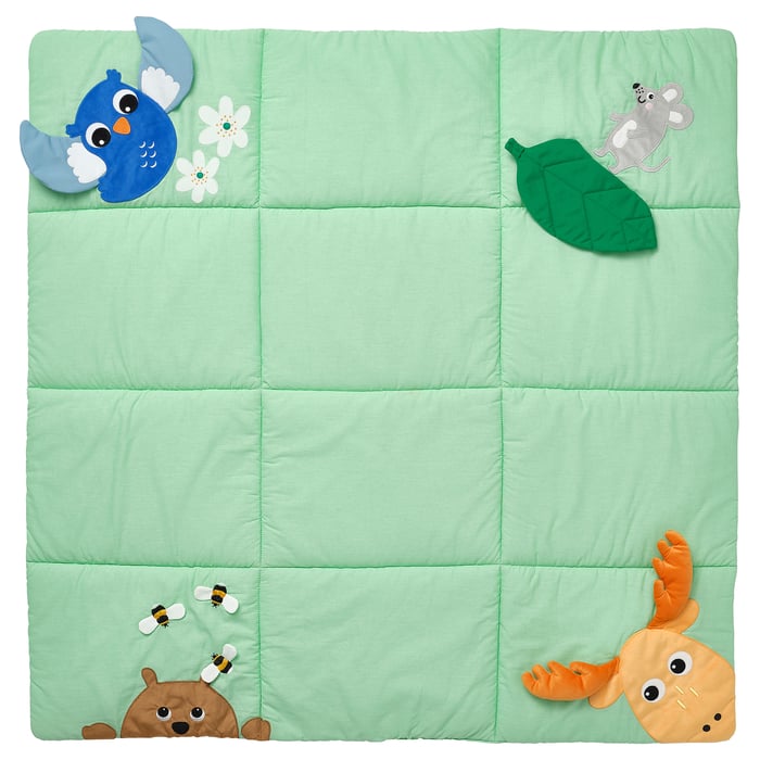 SANDBI play mat, Scandinavian nature/multicolour, 100x100 cm - IKEA