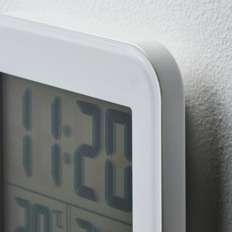 SLÅTTIS clock with hygro-/thermometer, white, 8x12 cm - IKEA