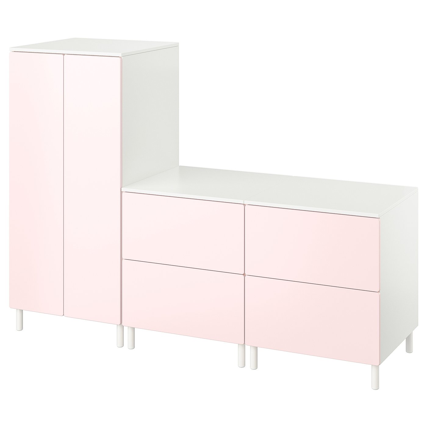 SMASTAD PLATSA wardrobe white pale pink with 2 chest of drawers 180x57x133 cm IKEA