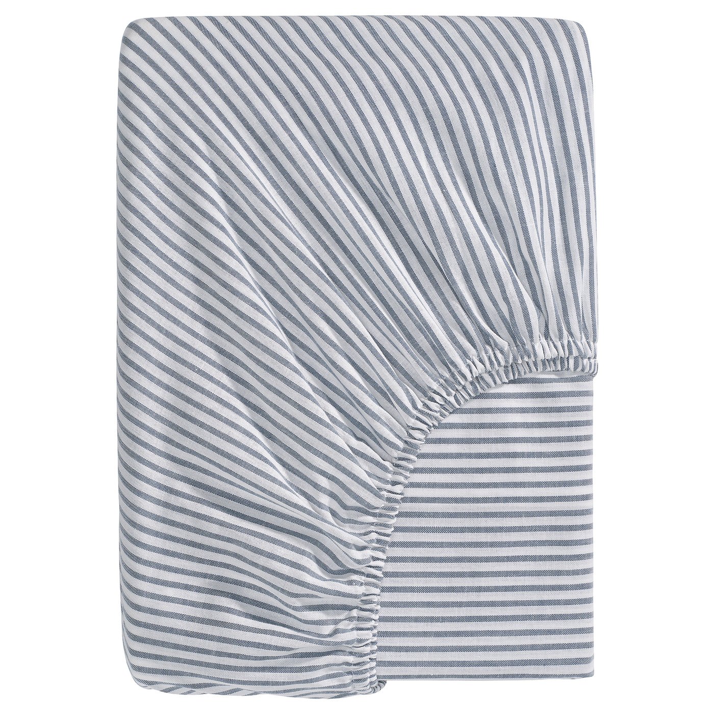 SOLFIBBLA fitted sheet white blue stripe