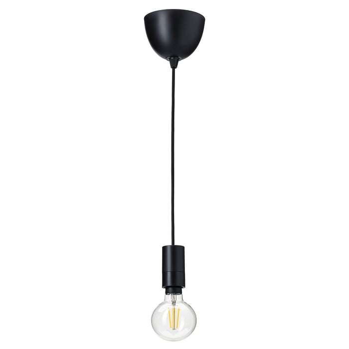 SUNNEBY / TRÅDFRI pendant lamp with light bulb, black/smart warm white ...