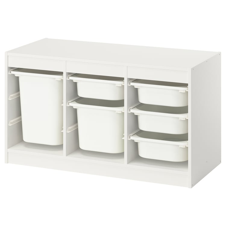 TROFAST storage combination with boxes, white/white, 99x44x56 cm - IKEA