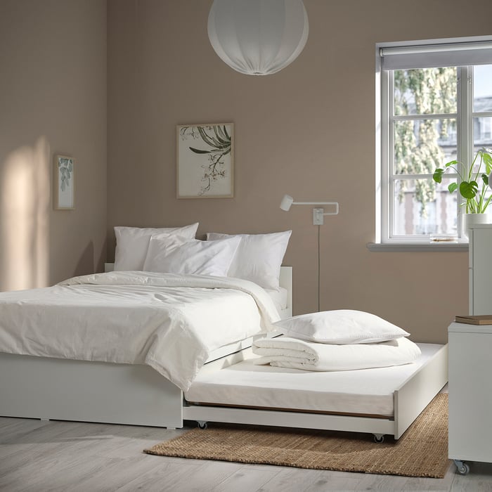 VIHALS bed frame with 1 trundle bed, white/Luröy, 120x200 cm - IKEA