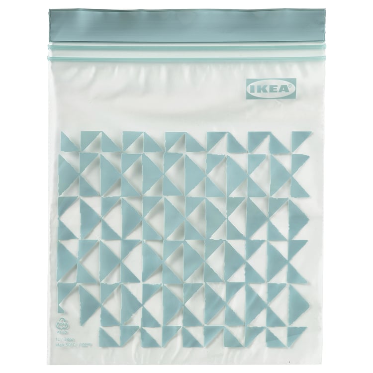 Istad 이스타드 지퍼백 패턴페일그레이그린 1 L Ikea