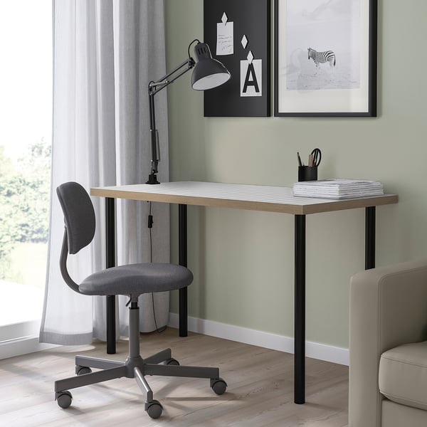 Lagkapten 락캅텐 Adils 아딜스 책상 화이트 앤트러싸이트블랙 120x60 Cm Ikea