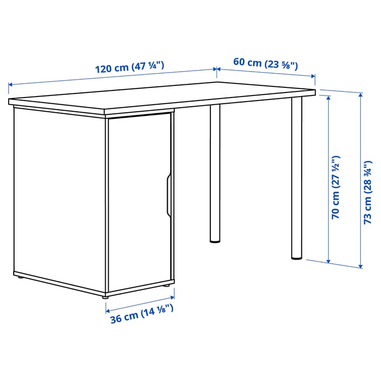 Lagkapten 락캅텐 Alex 알렉스 책상 화이트 120x60 Cm Ikea