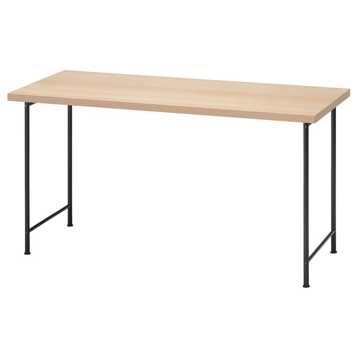 Lagkapten 락캅텐 SpÄnd 스펜드 책상 화이트스테인 참나무무늬블랙 140x60 Cm Ikea