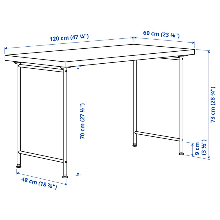 Lagkapten 락캅텐 SpÄnd 스펜드 책상 화이트스테인 참나무무늬화이트 120x60 Cm Ikea