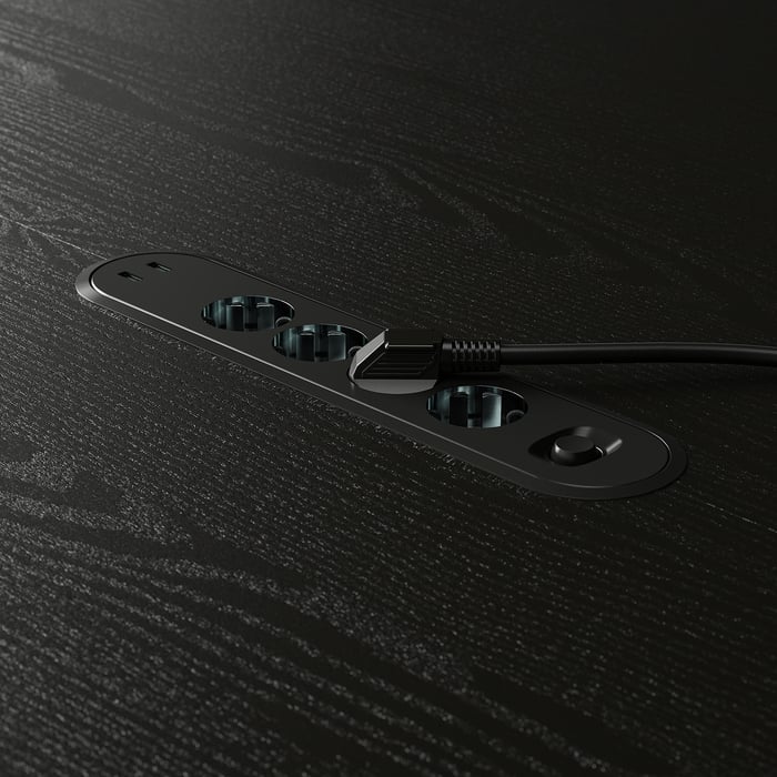 Mittzon 밋손 회의테이블 원형 블랙스테인 물푸레무늬목블랙 120x75 Cm Ikea