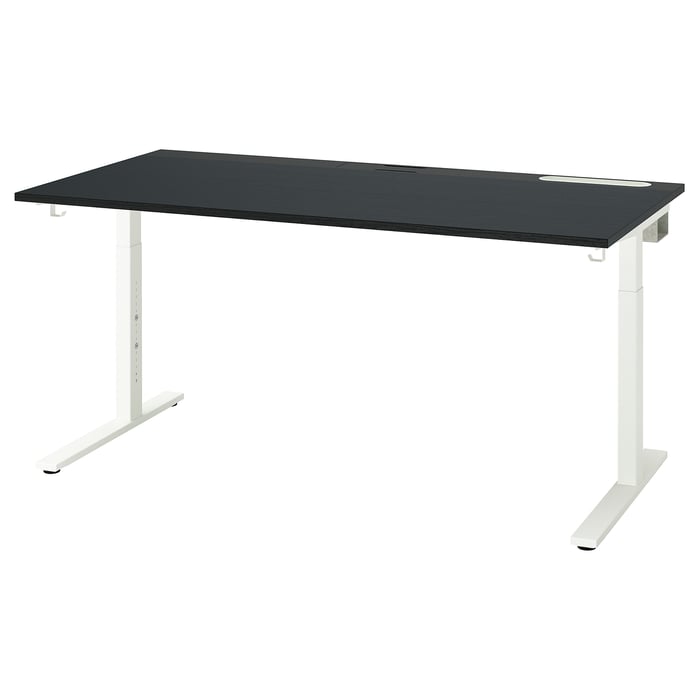 Mittzon 밋손 책상 블랙스테인 물푸레무늬목블랙 화이트 160x80 Cm Ikea