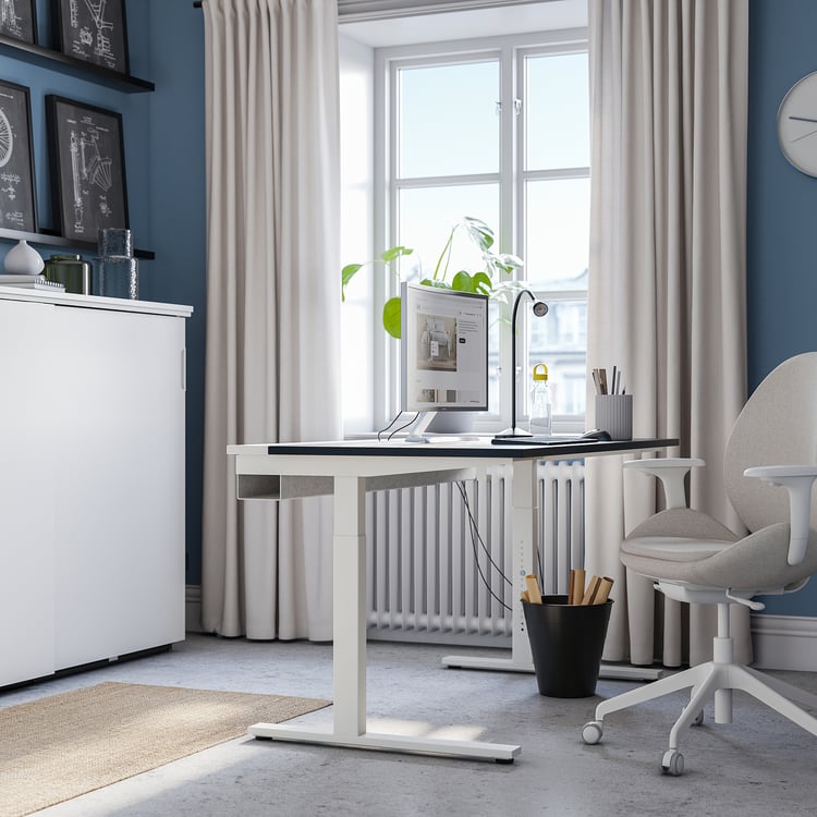 Mittzon 밋손 책상 블랙스테인 물푸레무늬목화이트 140x80 Cm Ikea