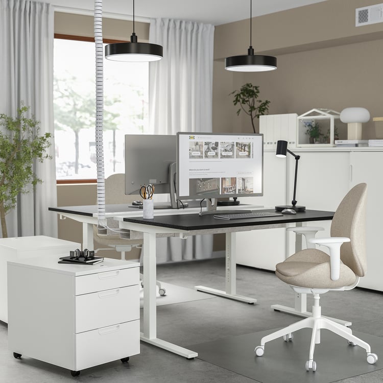 Mittzon 밋손 책상 블랙스테인 물푸레무늬목화이트 140x60 Cm Ikea
