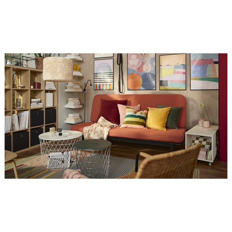 Nyhamn 뉘함 3인용 소파베드 포켓스프링 매트리스스카르토프타 레드브라운 Ikea