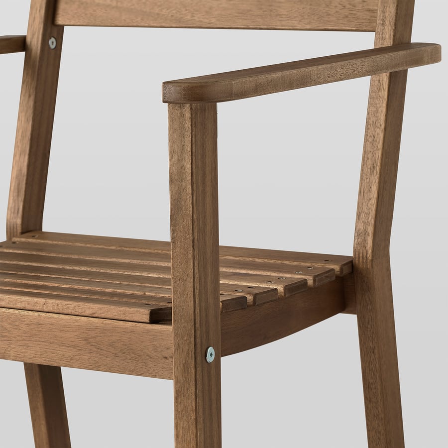 ASKHOLMEN chair with armrests, outdoor, dark brown - IKEA