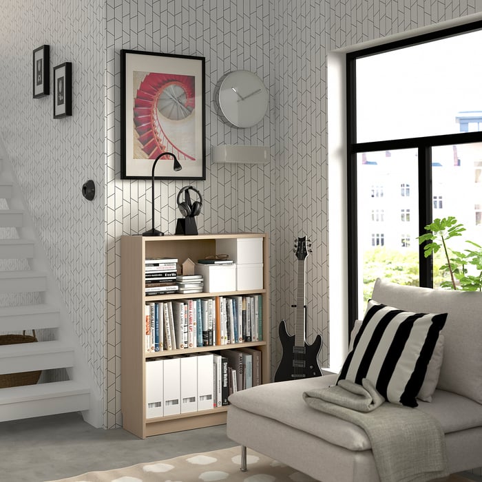 BILLY bookcase, birch effect, 80x28x106 cm - IKEA