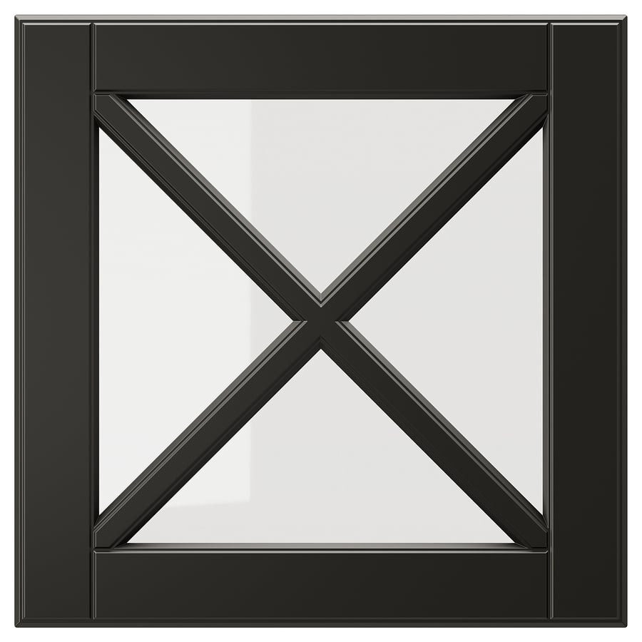BODBYN glass door with crossbar, black, 40x40 cm - IKEA