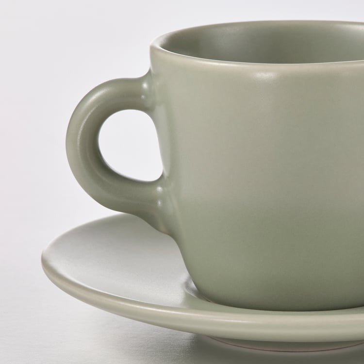 FÄRGKLAR cup with saucer, matt/green, 7 cl - IKEA