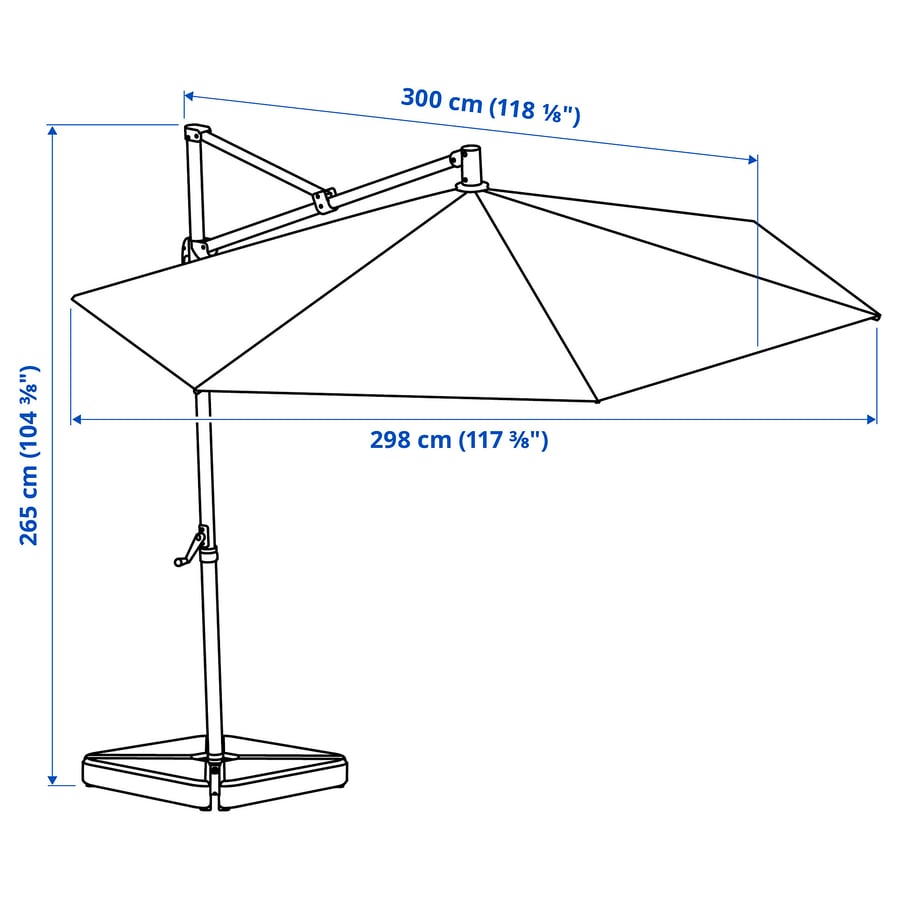 HISSÖ parasol, hanging, anthracite, 300 cm - IKEA