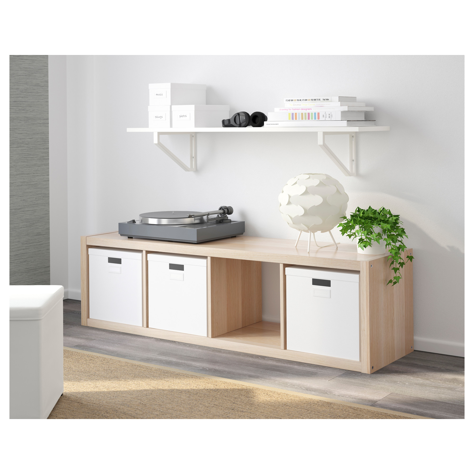 KALLAX Shelving unit, white stained oak effect, 42x147 cm - IKEA