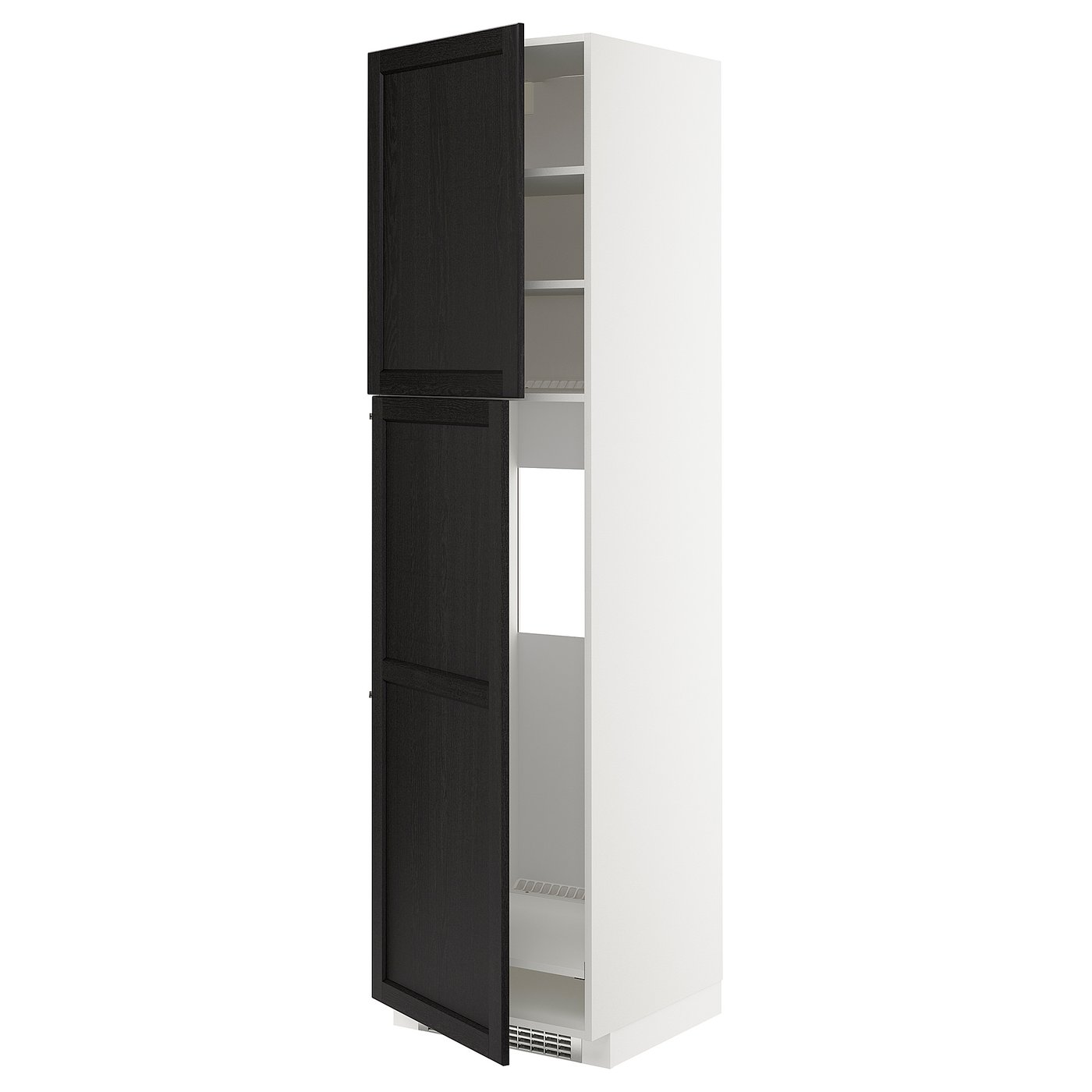 METOD high cabinet for fridge w 2 doors, white/Lerhyttan black stained ...