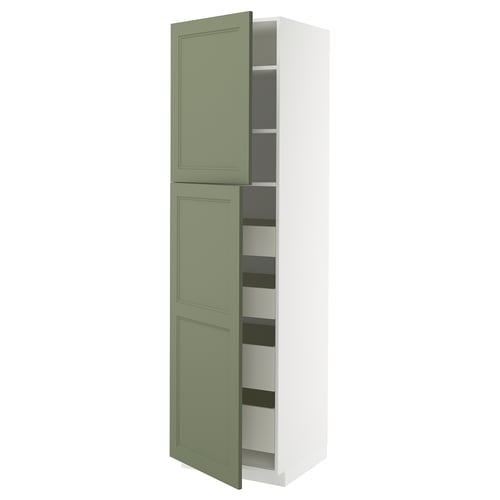 METOD / MAXIMERA hi cab w 2 doors/4 drawers, white/Axstad grey-green ...