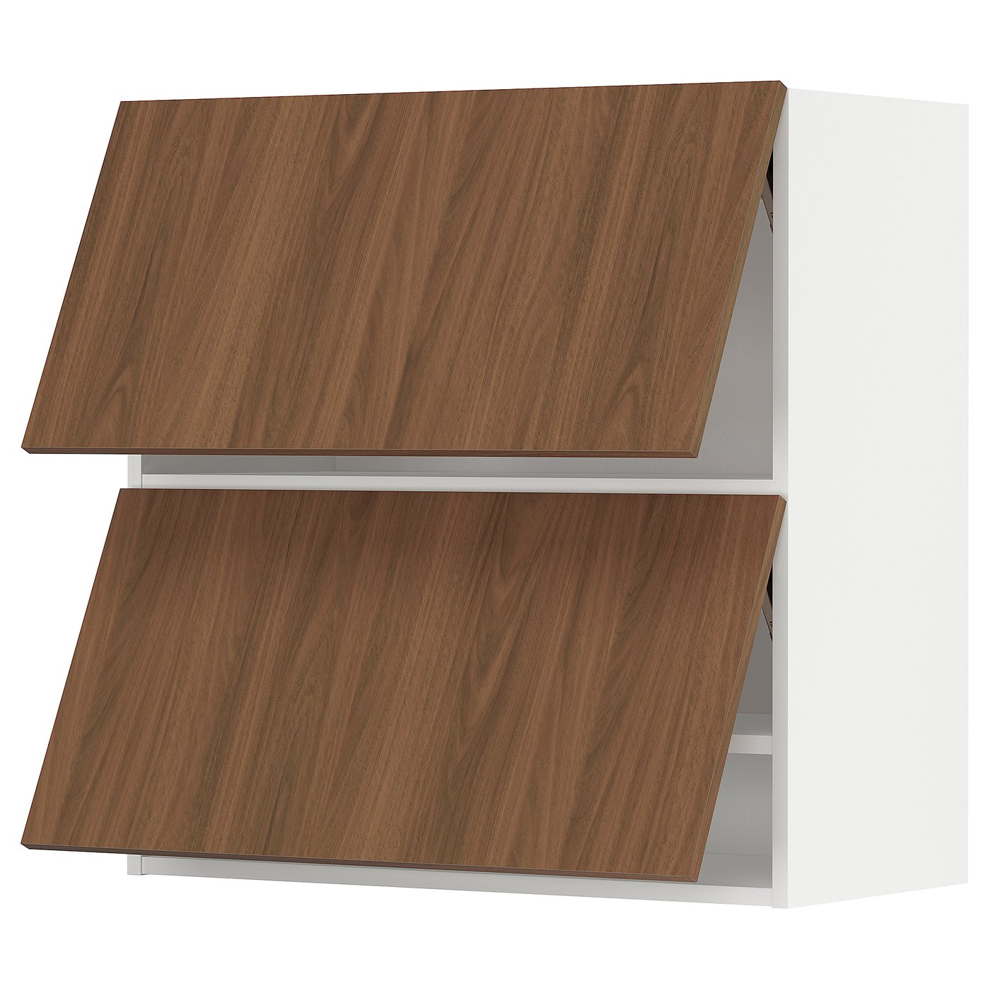 METOD wall cabinet horizontal w 2 doors, white/Tistorp brown walnut ...