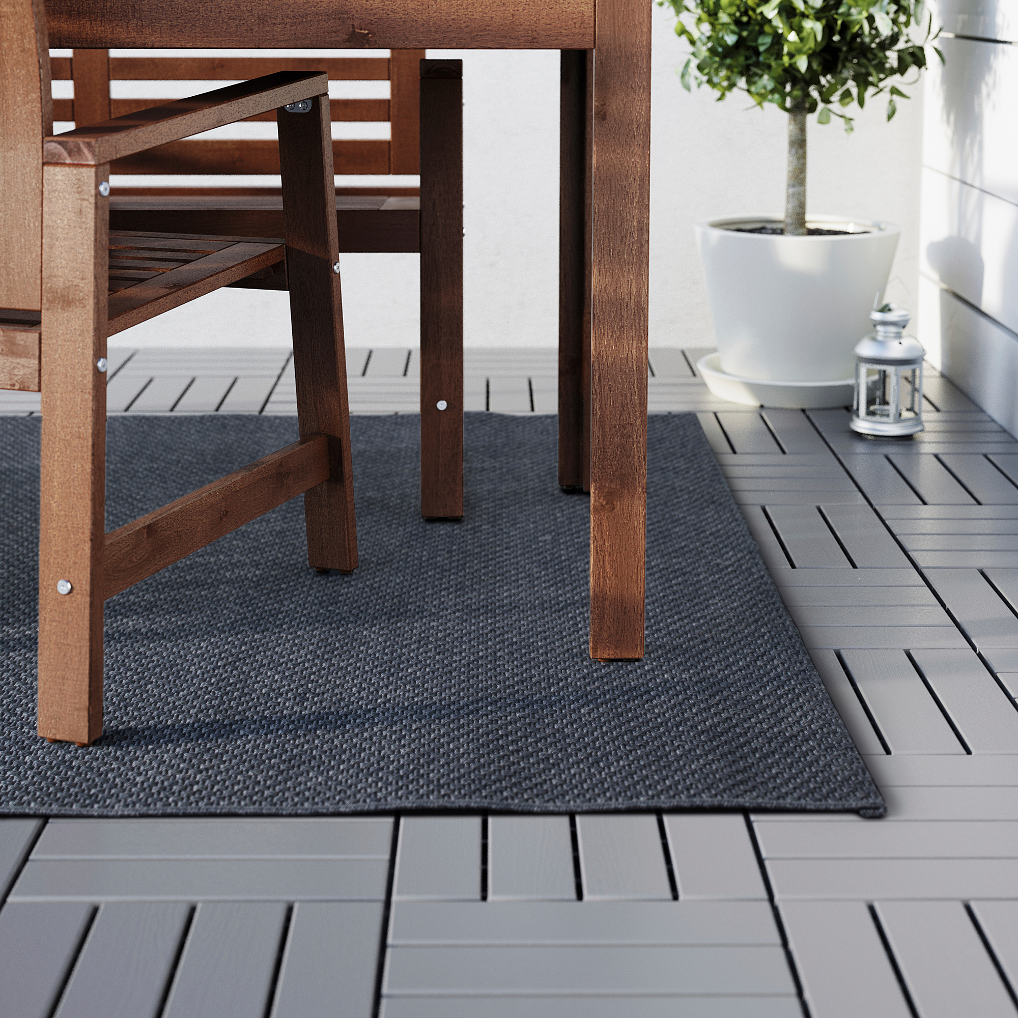 MORUM Rug flatwoven, in/outdoor, dark grey, 160x230 cm - IKEA