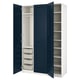 PAX / GRIMO wardrobe combination, white/dark blue, 150x60x236 cm - IKEA
