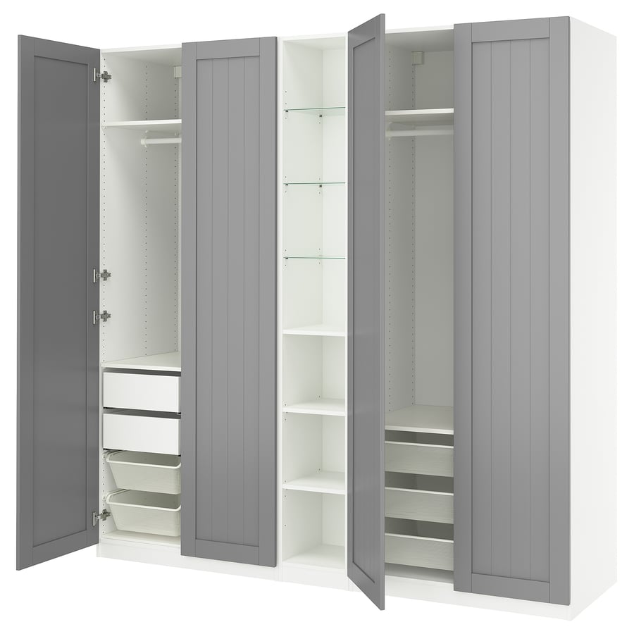 PAX / GULLABERG wardrobe combination, grey grey/white, 235x60x236 cm - IKEA