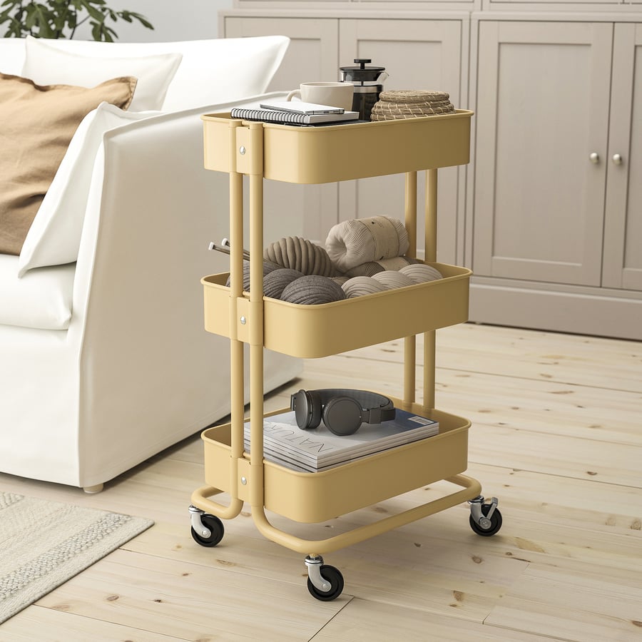 RÅSKOG trolley, beige-yellow, 35x45x77 cm - IKEA