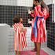 SKOGSSALLAT bath robe, red-pink/striped, L/XL - IKEA