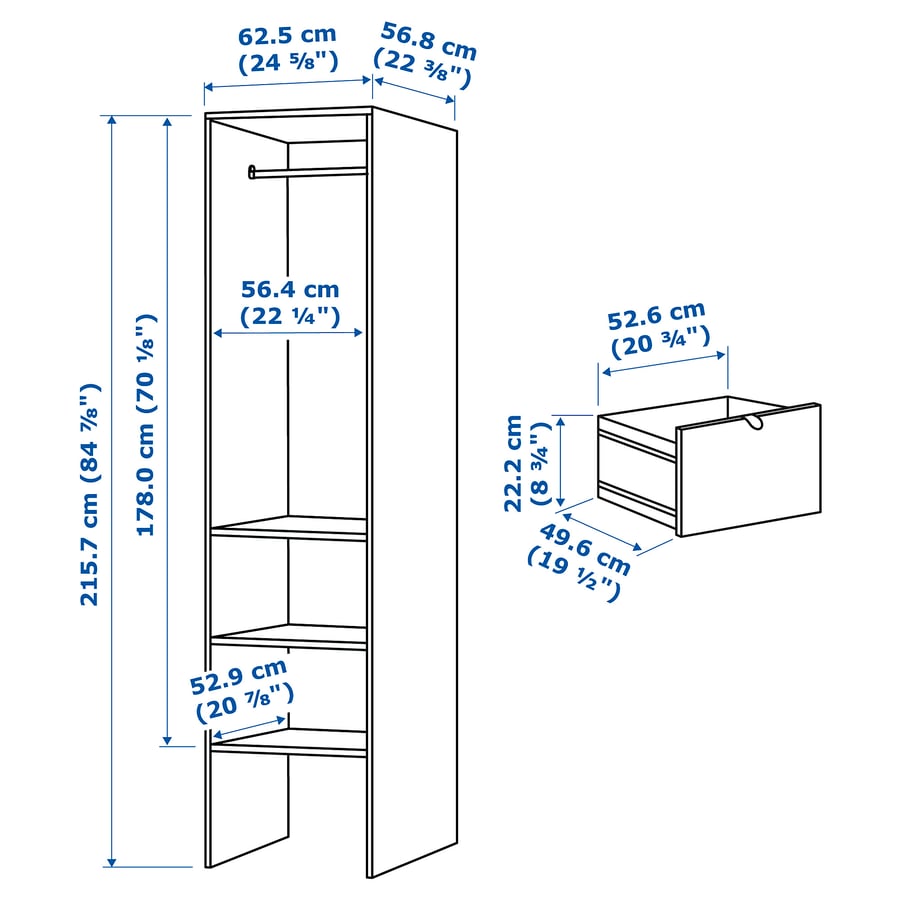 VISTHUS Wardrobe, grey/white, 63x59x216 cm - IKEA