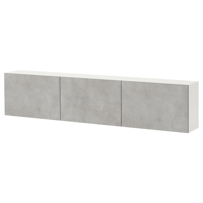 BESTÅ wall-mounted cabinet combination, white Kallviken/light grey ...