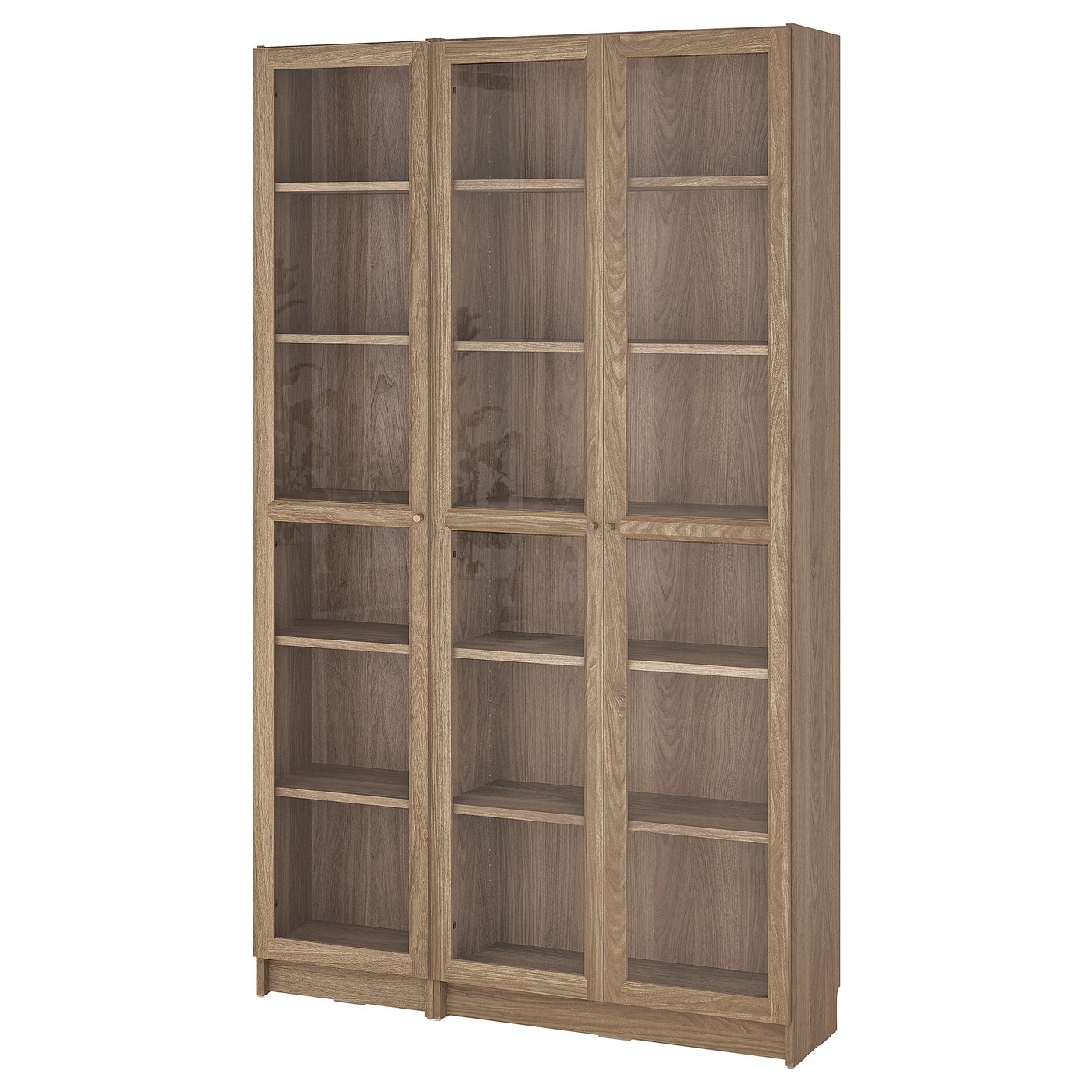 BILLY / OXBERG bookcase combination w glass doors, oak effect/clear ...