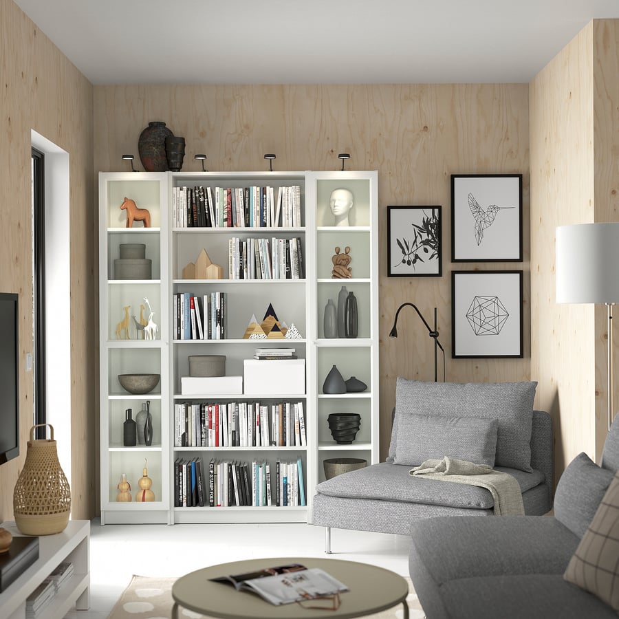 BILLY / OXBERG bookcase combination w glass doors, white, 160x202 cm ...