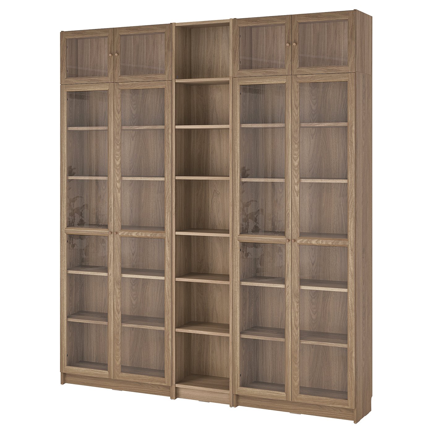 BILLY / OXBERG bookcase w glass doors/ext unit, oak effect, 200x30x237 ...