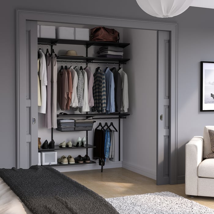 BOAXEL wardrobe combination, anthracite, 187x40x201 cm - IKEA Lithuania