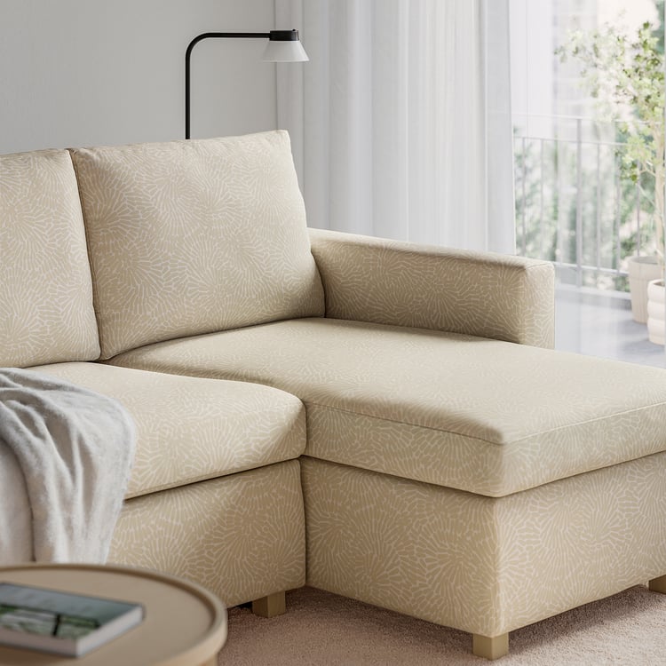 SALTSJÖBADEN 3-seat sofa-bed with chaise longue, Vittangi light beige ...