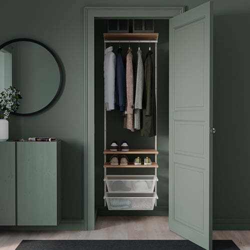 BOAXEL wardrobe combination, white/oak, 62x40x201 cm - IKEA Latvia