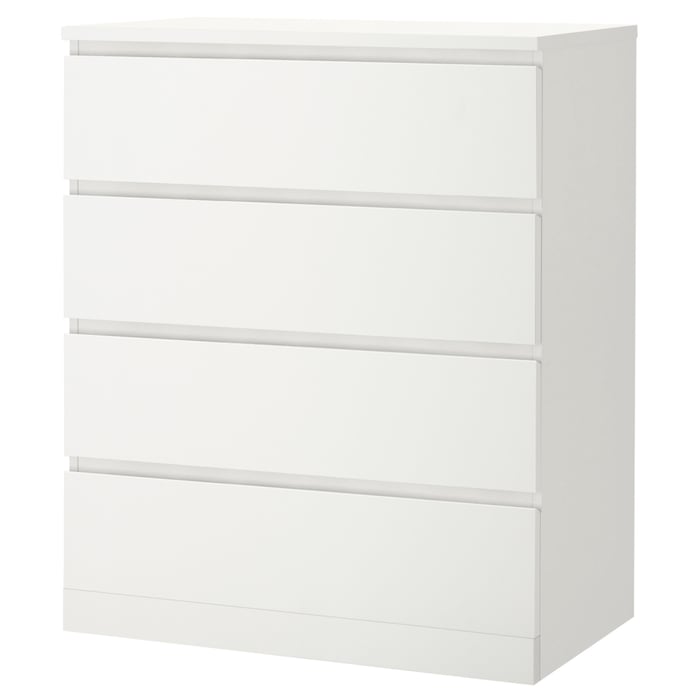 MALM kumode ar 4 atvilktnēm, baltā krāsā, 80x100 cm - IKEA Latvija