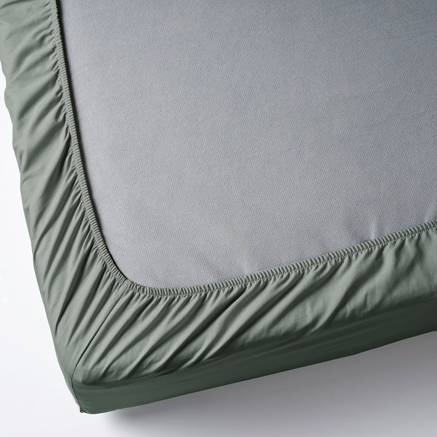 DVALA fitted sheet, grey-green, 90x200 cm - IKEA