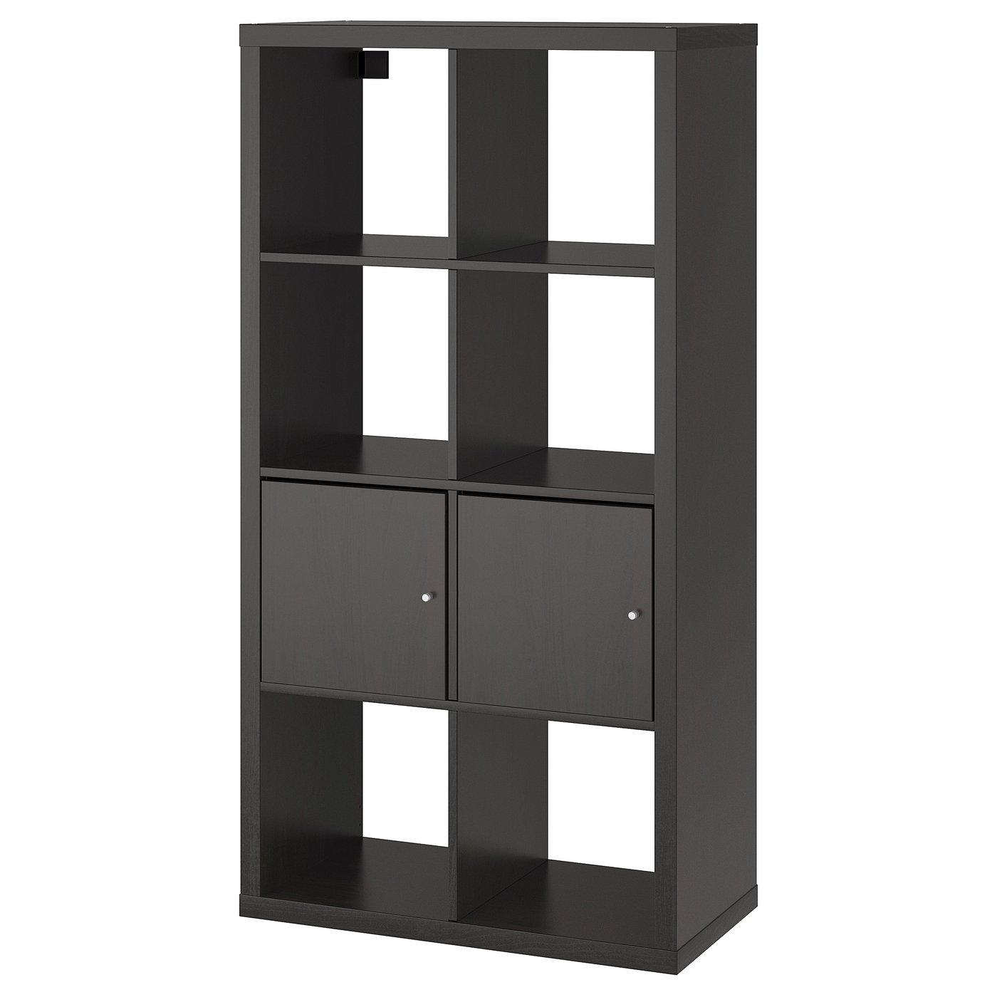 KALLAX Shelving unit with doors - black-brown - IKEA