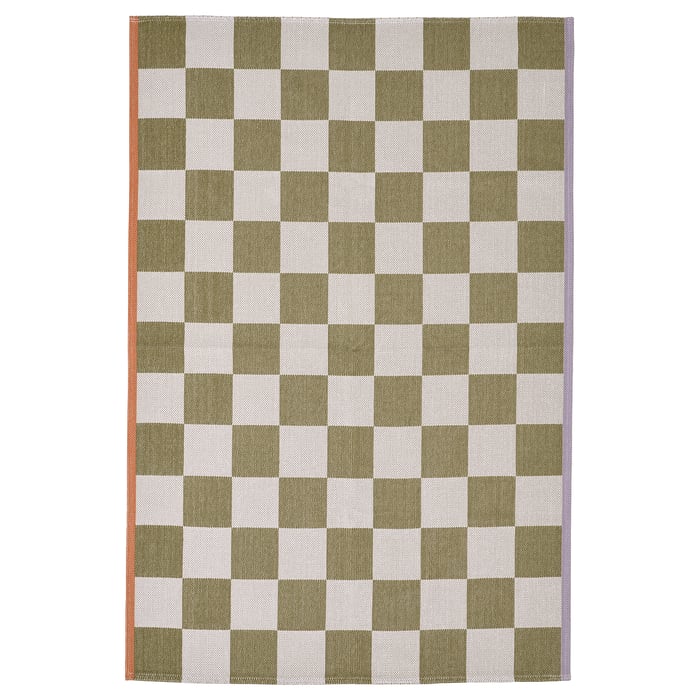 KLASSRUM rug, flatwoven, white/green, 133x195 cm - IKEA