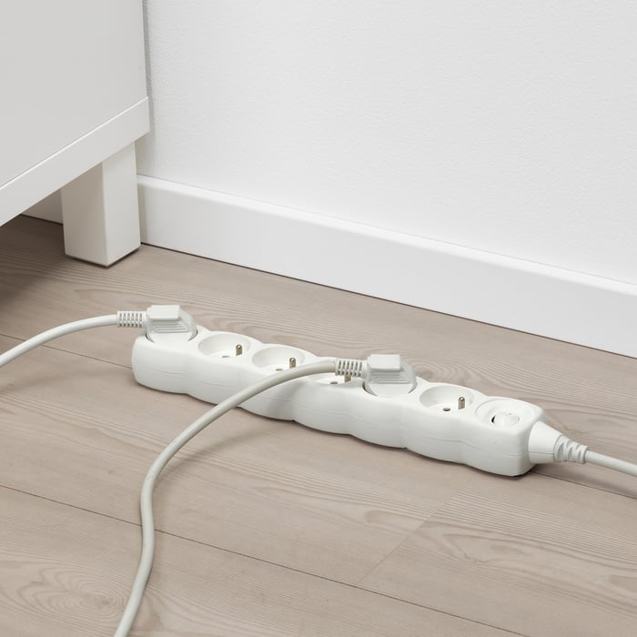 KOPPLA 6-way socket with switch, white, 1.5 m - IKEA