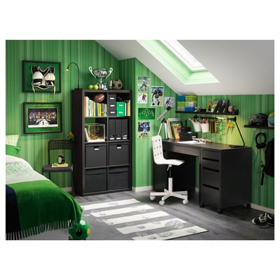 MICKE Desk, black-brown, 142x50 cm - IKEA